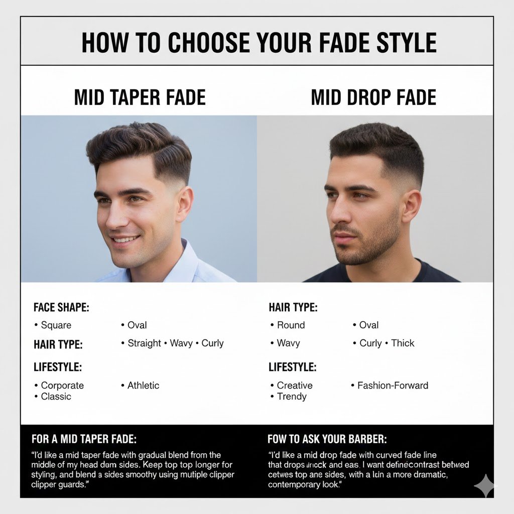 Mid Taper Fade Vs Mid Drop Fade: Complete Barber Guide 2025